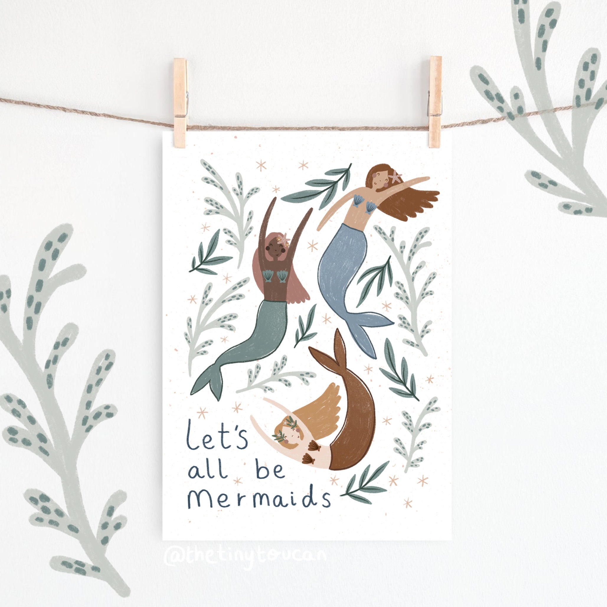 Mermaids Fine Art Print- Boho Under the Sea- Ocean Decor- Sea Nursery ...