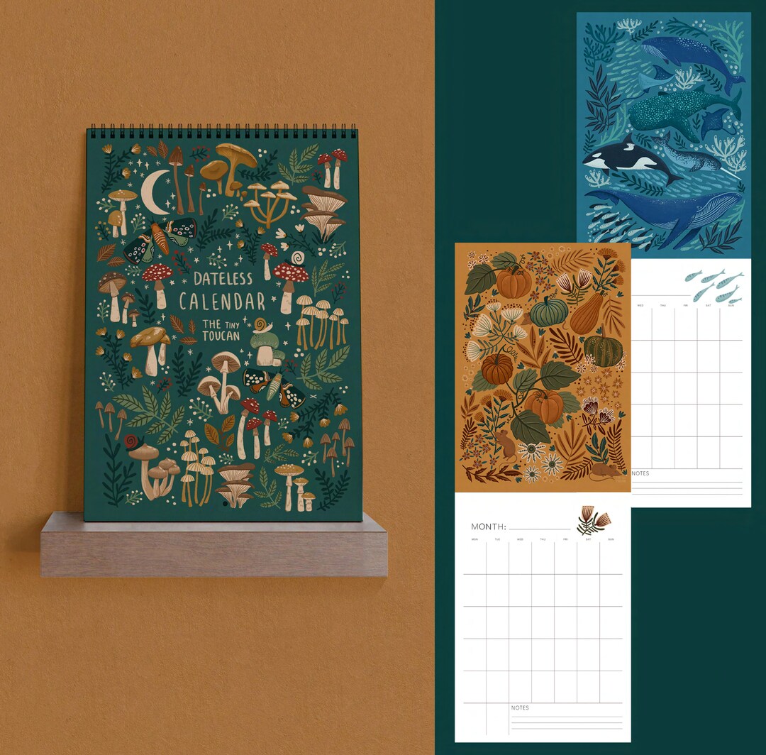DATELESS Calendar- Perpetual- Academic Year, A4 Illustrated Wall ...