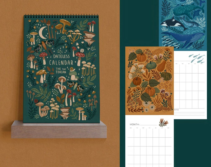 DATELESS Calendar- Perpetual- Academic Year, A4 Illustrated Wall ...