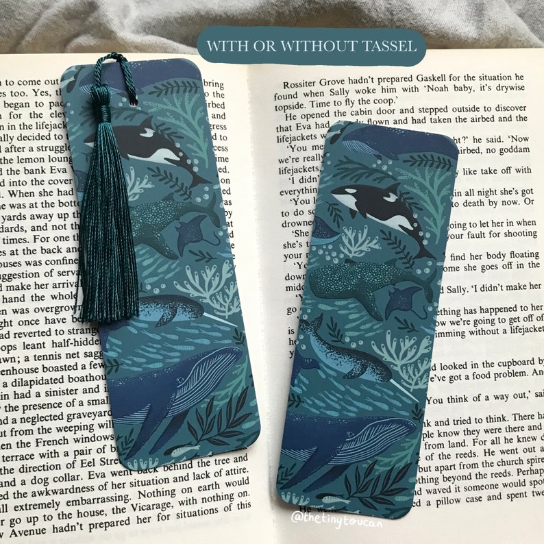 Whales Bookmark Under the Sea Illustration Winter - Etsy