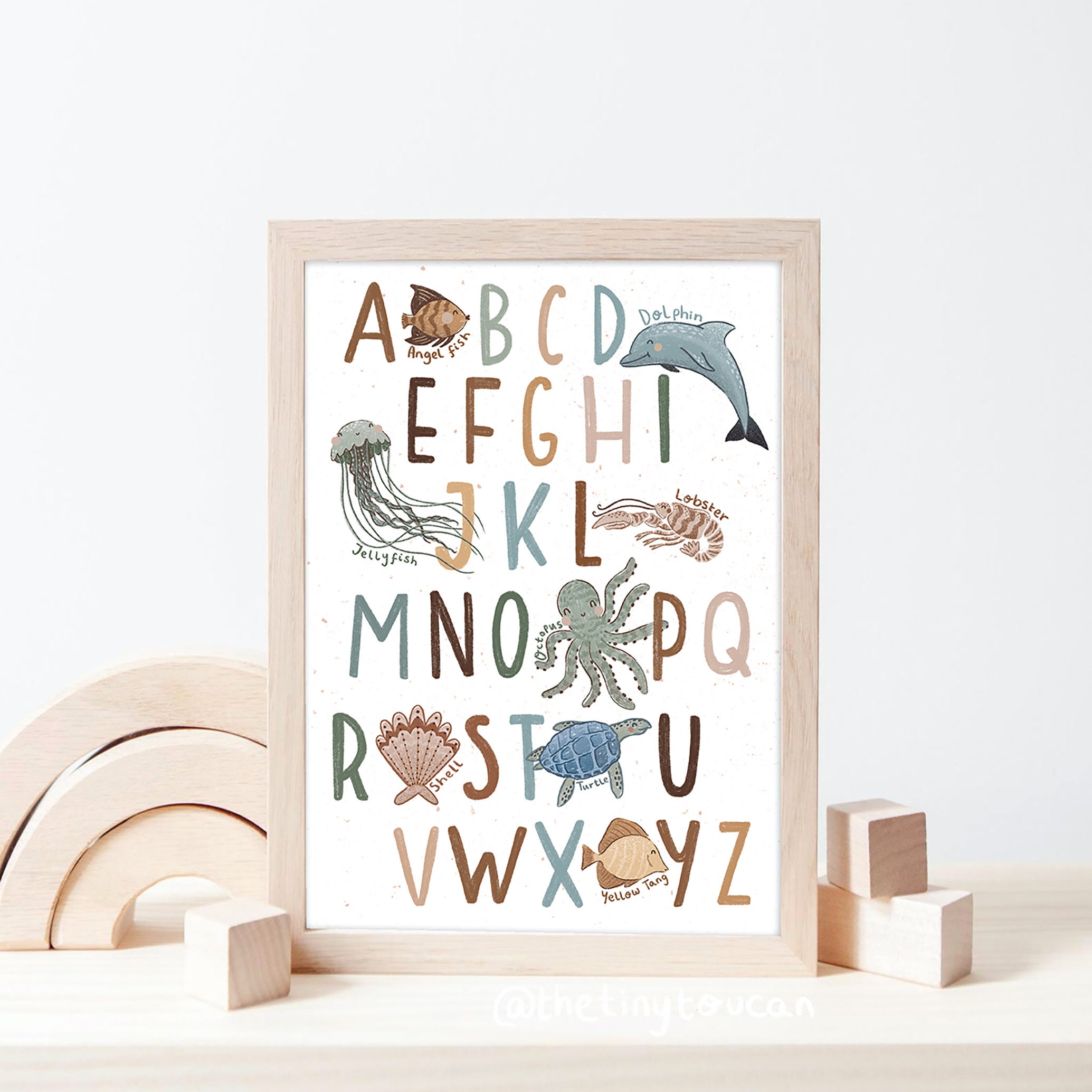 Under the Sea ABC- Boho Under the Sea- Ocean Decor- Sea Nursery Decor ...