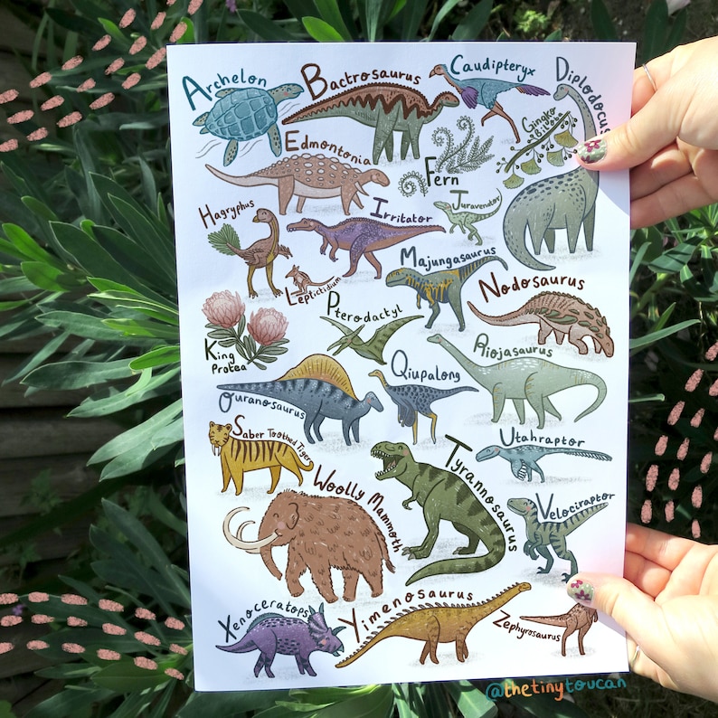 ABC PREHISTORIC DINOSAUR Alphabet. A4/A3 Colourful Art Print. - Etsy