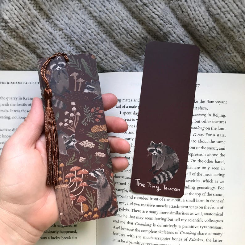 Racoon Bookmark. Trash Panda, Mushrooms, Woodland, Cosy Reading ...