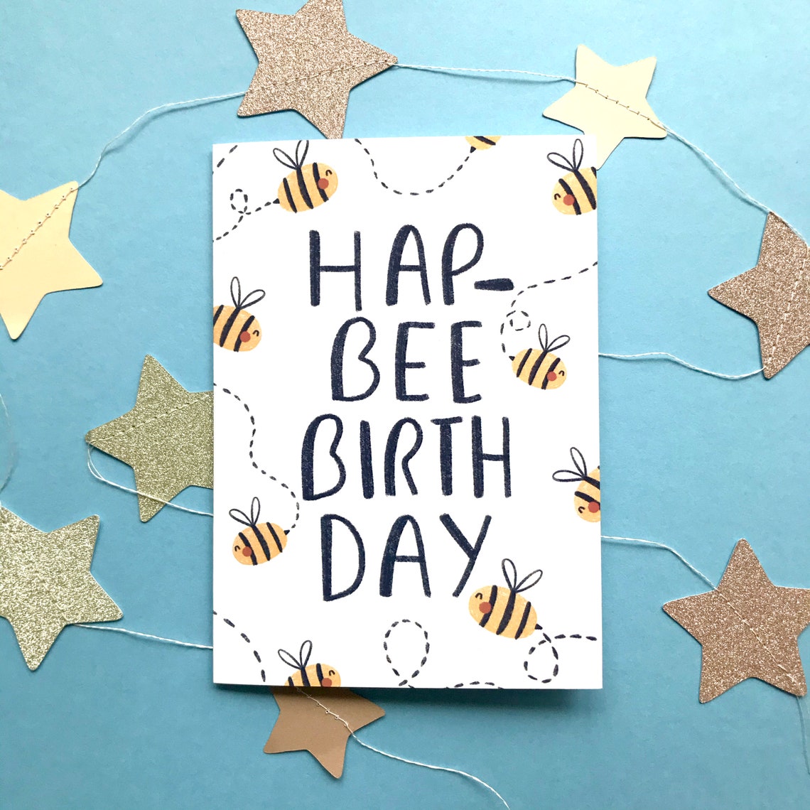 HAP-BEE BIRTHDAY Card Bumble Bee Card A6 Happy Birthday | Etsy