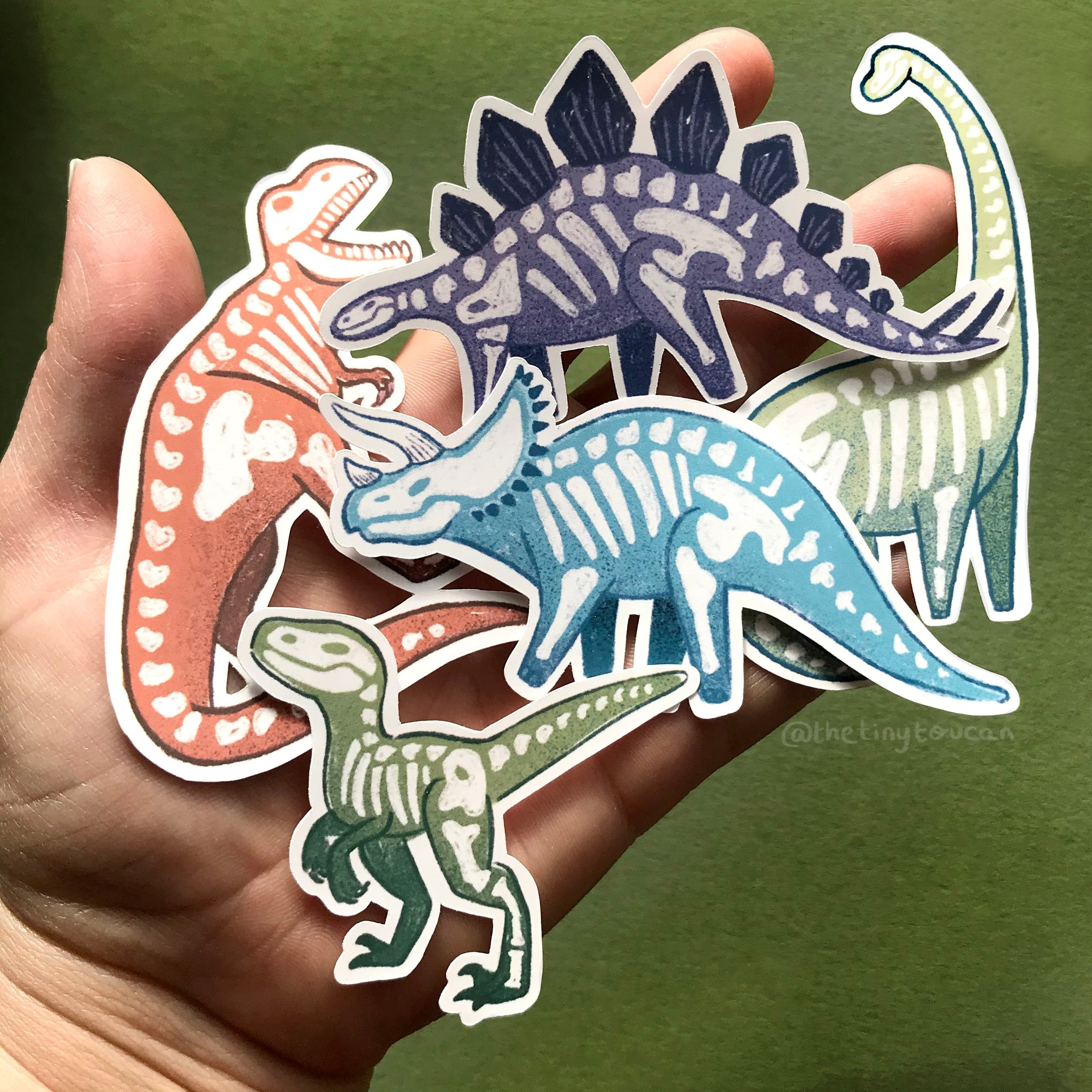 Cute Dinosaur Skeleton Halloween Sticker Pack! 5 Spooky Stickers- Water ...