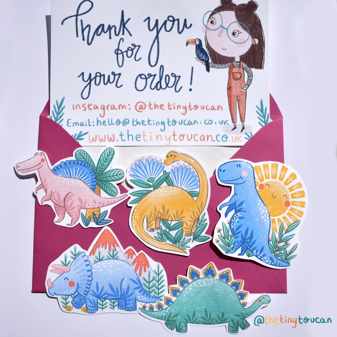 Happy Dinosaurs Sticker Pack 5 happy Dinosaurs stickers | Etsy