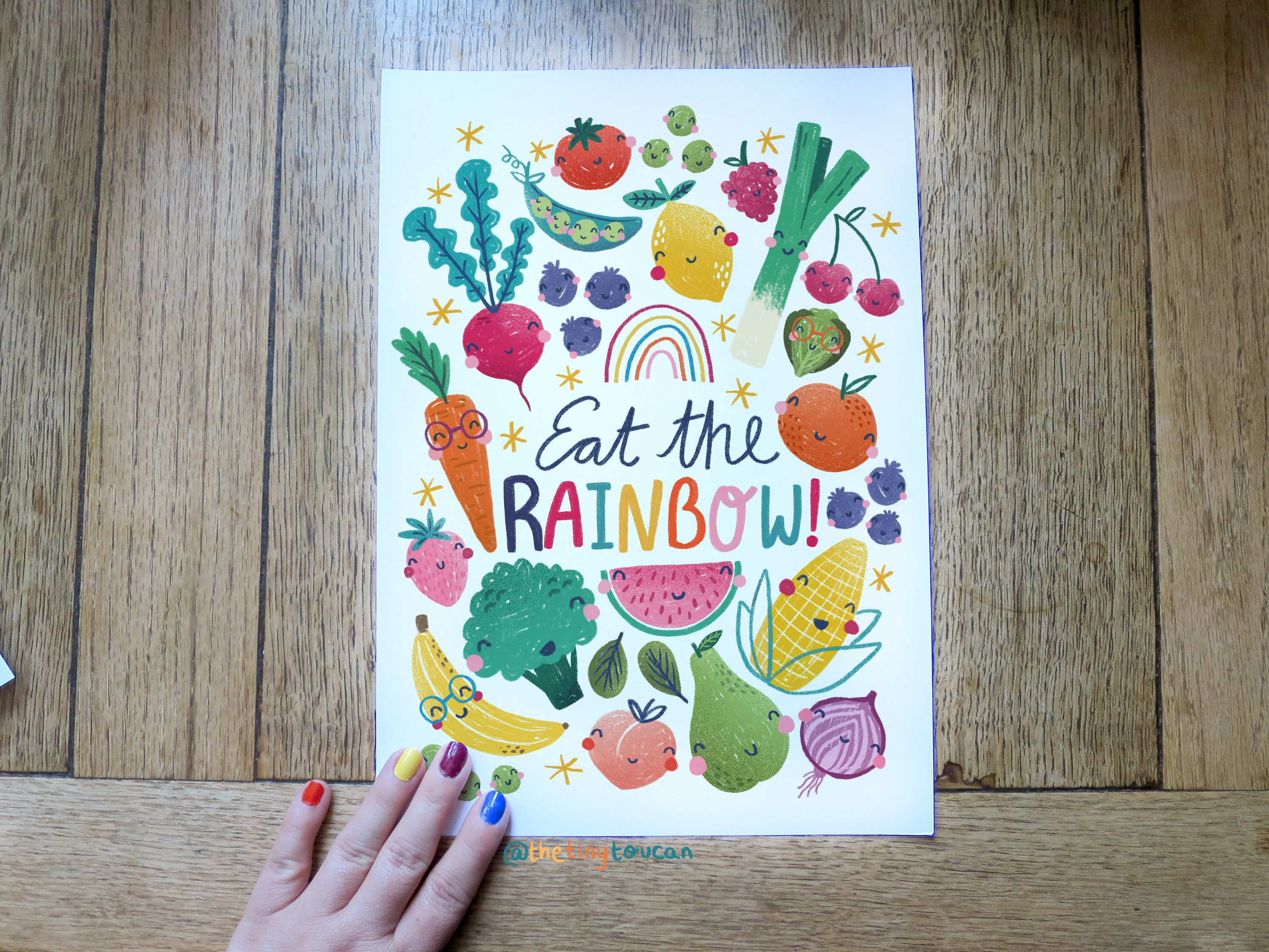 CUTE NURSERY ART A4/A3 Eat the Rainbow Fruit and | Etsy
