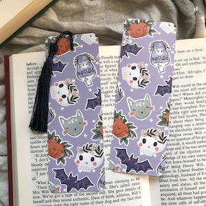 Halloween Cutie Bookmark. Kawaii Illustration- Pumpkin- Cat- Bat- Witch ...