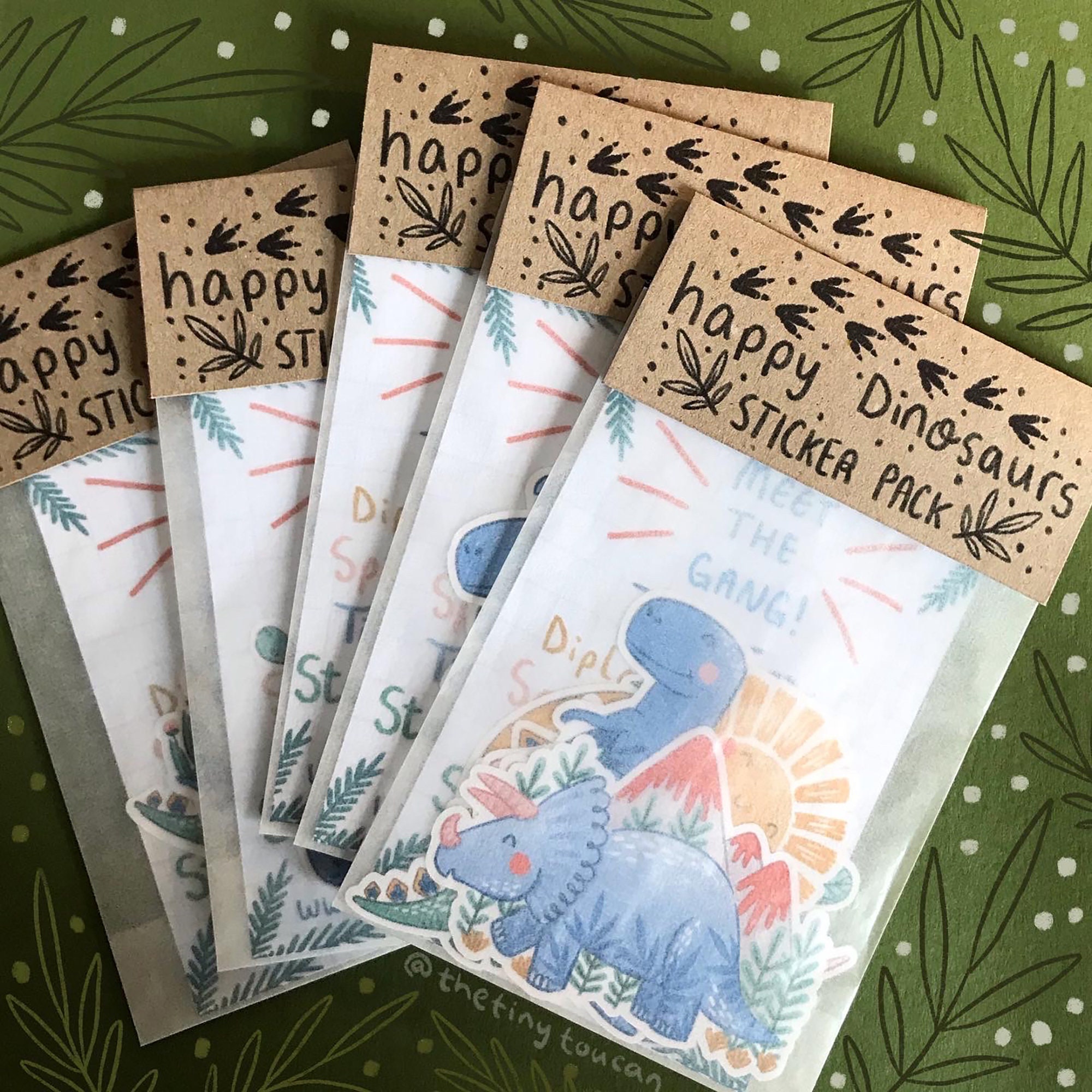 Happy Dinosaurs Sticker Pack 5 Happy Dinosaurs Stickers - Etsy