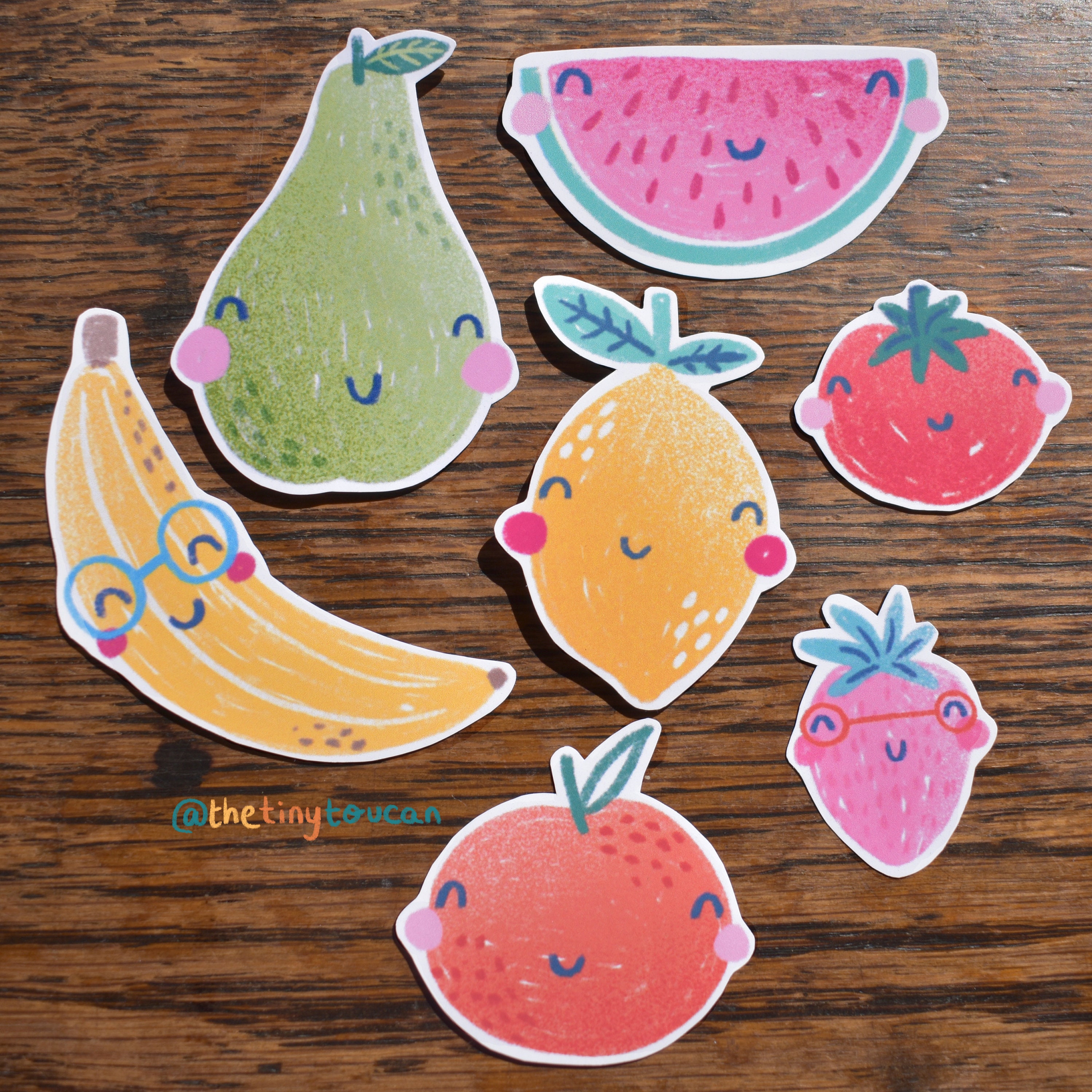 Happy Fruits Sticker Pack 7 happy fruit stickers tech | Etsy