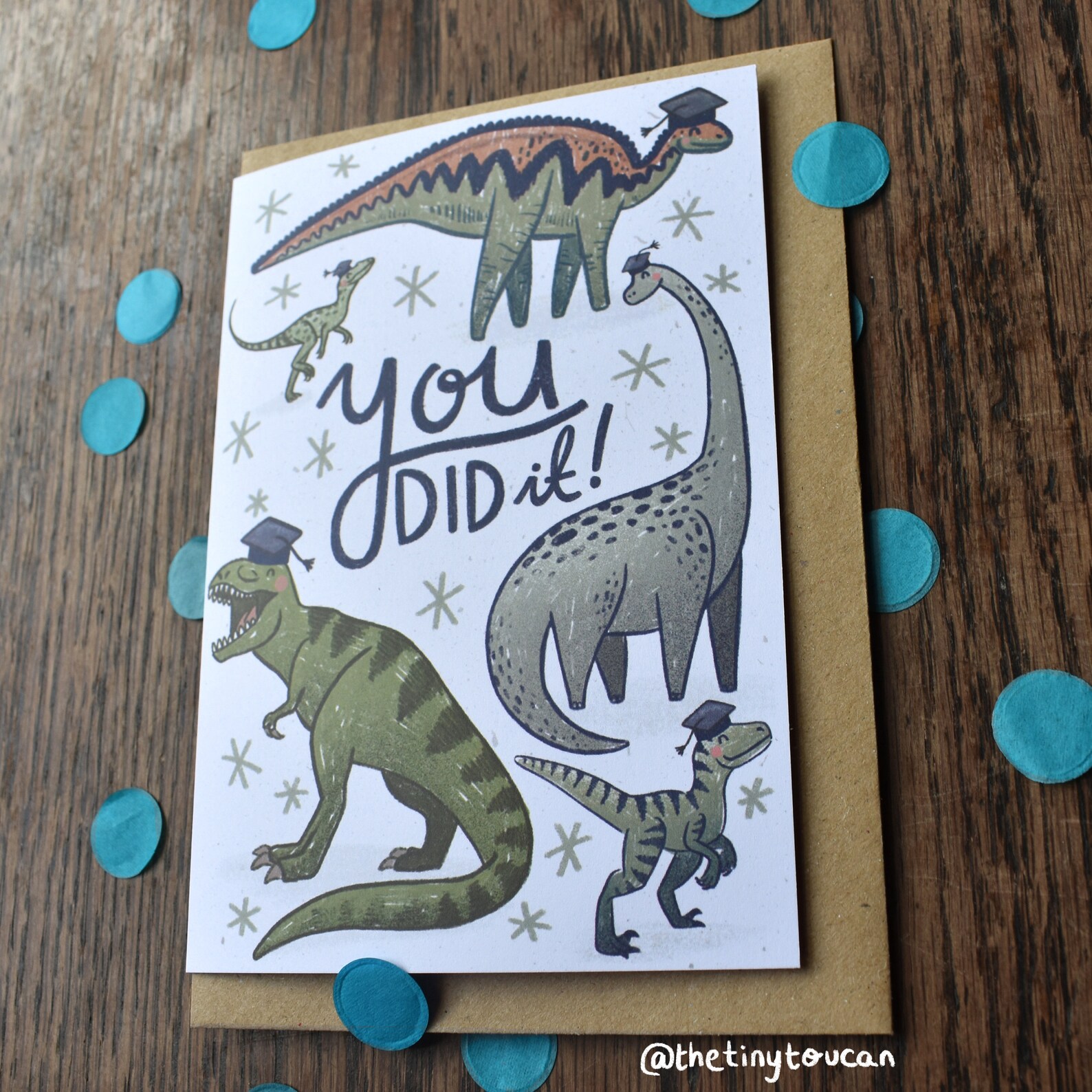 DINOSAUR GRADUATION CARD A6 You Did It Card Matte Extra - Etsy