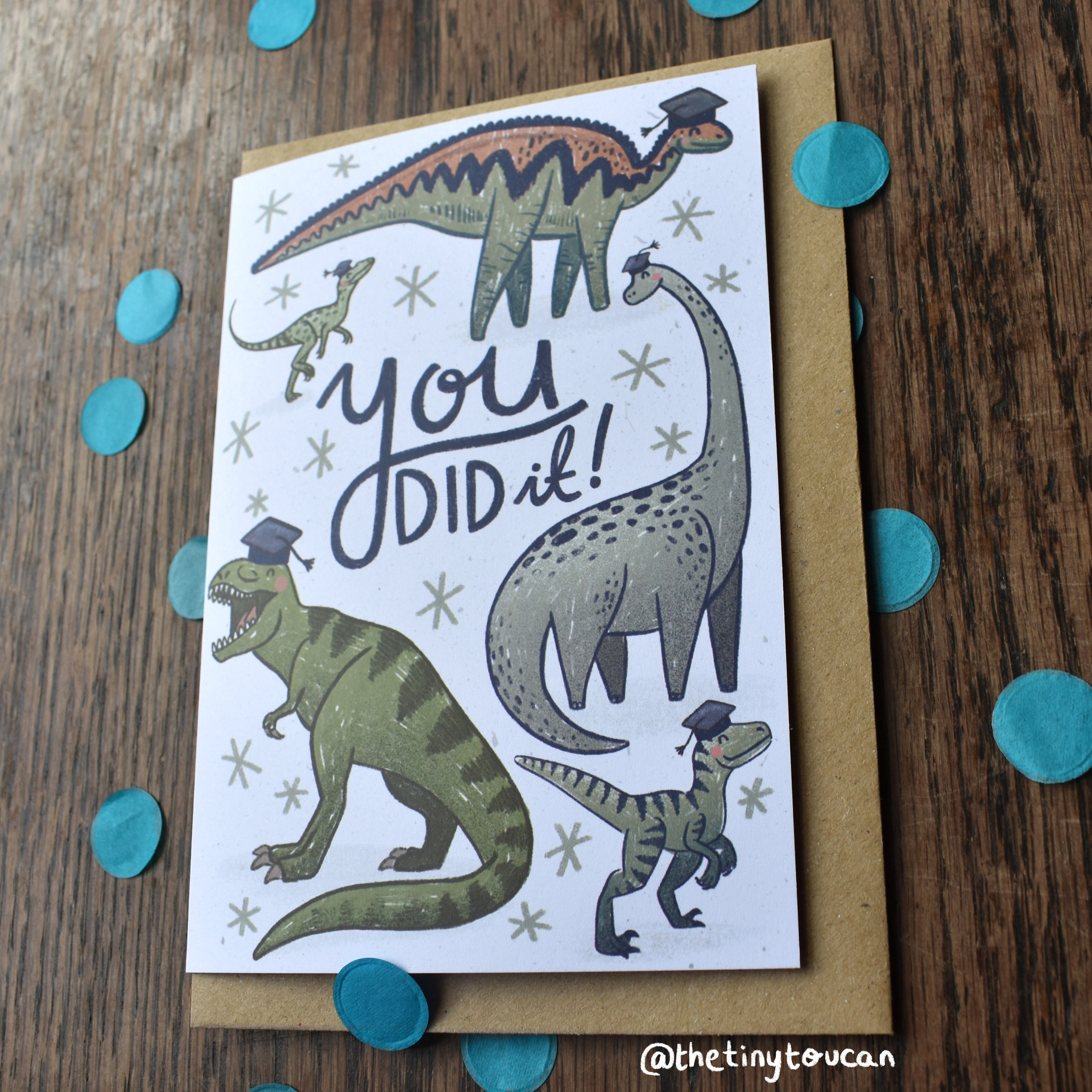 DINOSAUR GRADUATION CARD A6 You Did It Card Matte Extra - Etsy