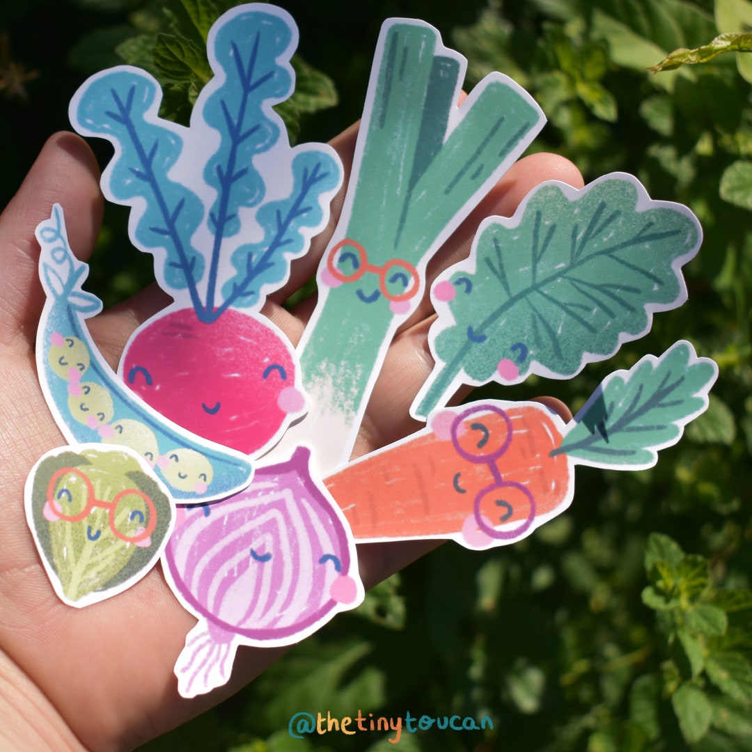 Happy Vegetable Sticker Pack 7 Happy Vegetable Stickers, Tech Stickers ...