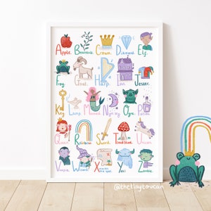 Magical Fairytale ABC Print- Magic Alphabet- Nursery Wall Art- Muted ...
