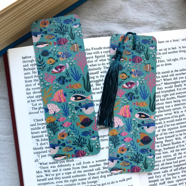 Fishies Bookmark. With or Without Tassel- Under the Sea- Cute Bookmark ...