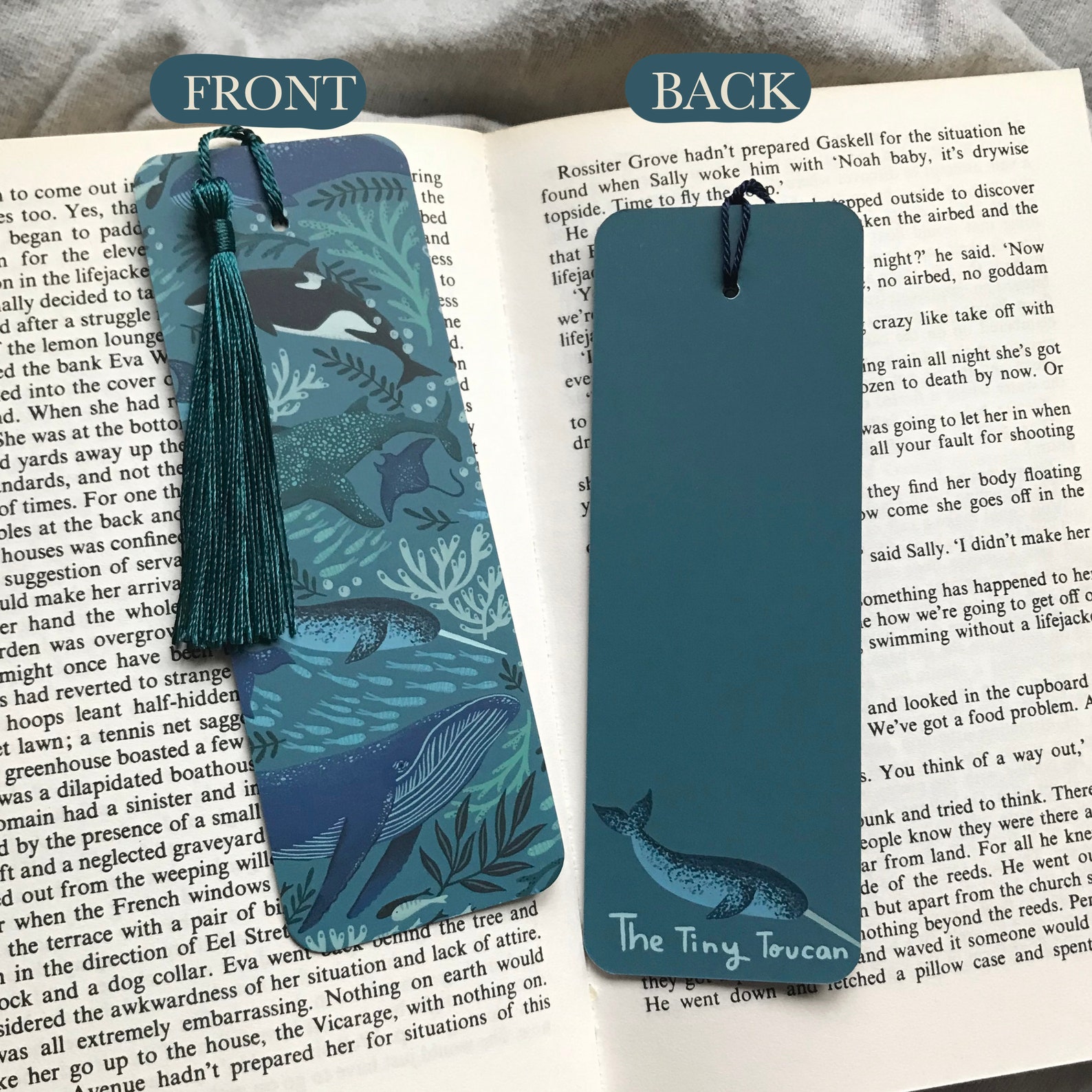 Whales Bookmark Under the Sea Illustration Winter Stationery Blue Whale ...