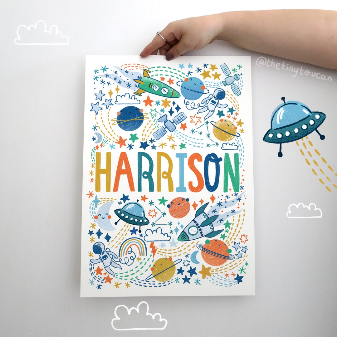 SPACE NAME PRINT- Nursery Wall Art- Astronaut- Gender Neutral Decor ...