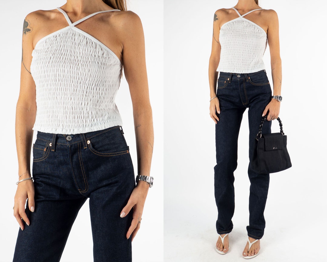 RUCHED HALTER TOP Vintage Secondhand Preloved Pre-owned - Etsy