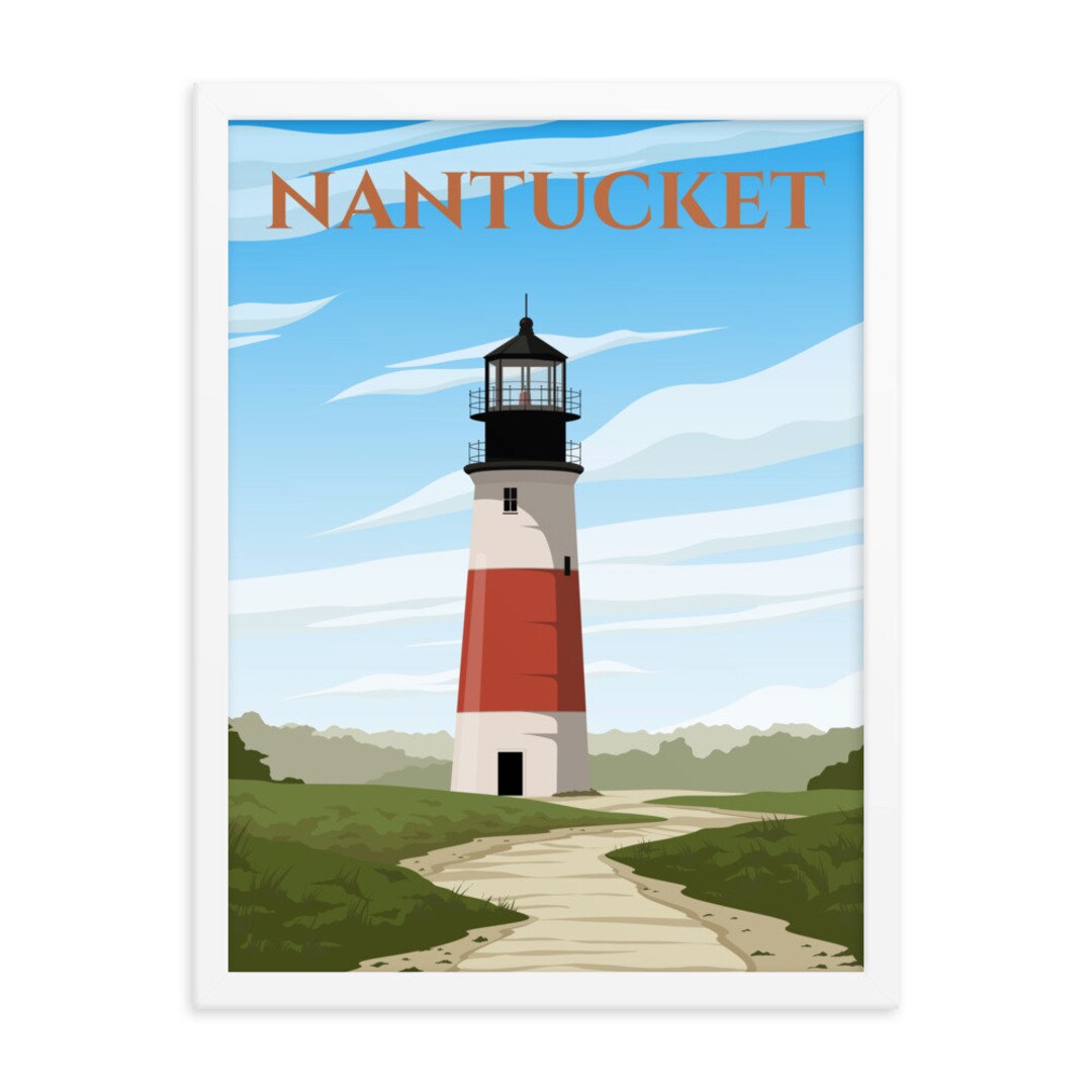 Nantucket Lighthouse Framed Poster, Nantucket Print, Nantucket Wall Art ...