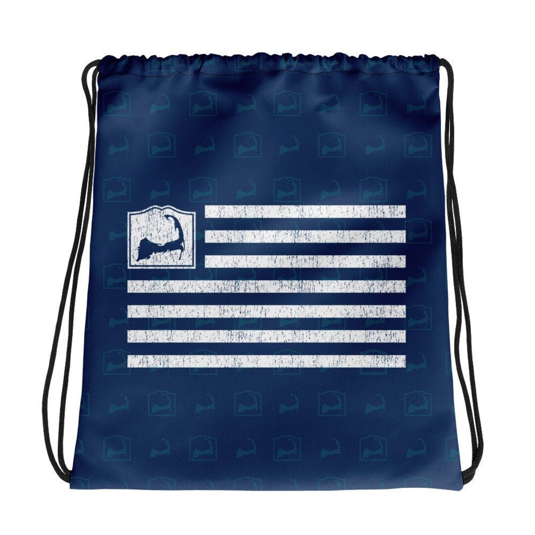 Cape Cod Flag Blue Drawstring Bag, Cape Cod Mass Backpack, Cape Cod MA ...