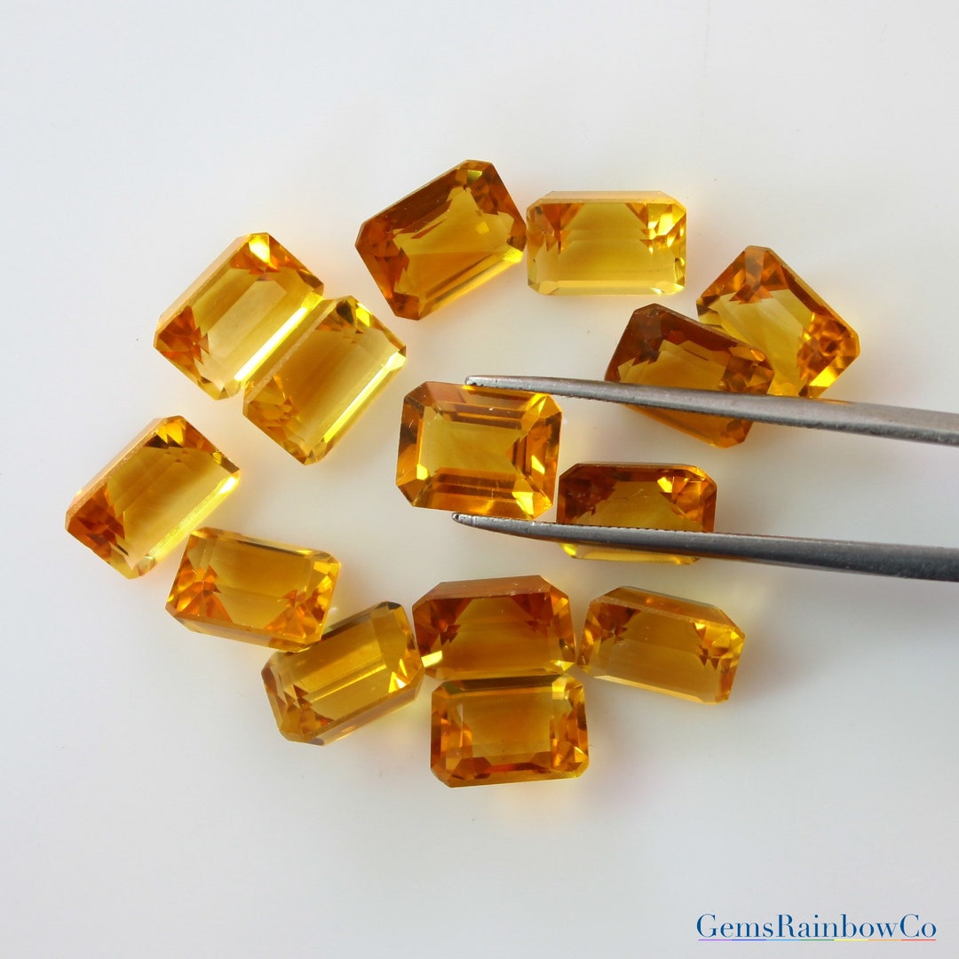 Genuine Citrine 8x6mm and 9x7mm Golden Citrine Octagon Faceted Loose ...
