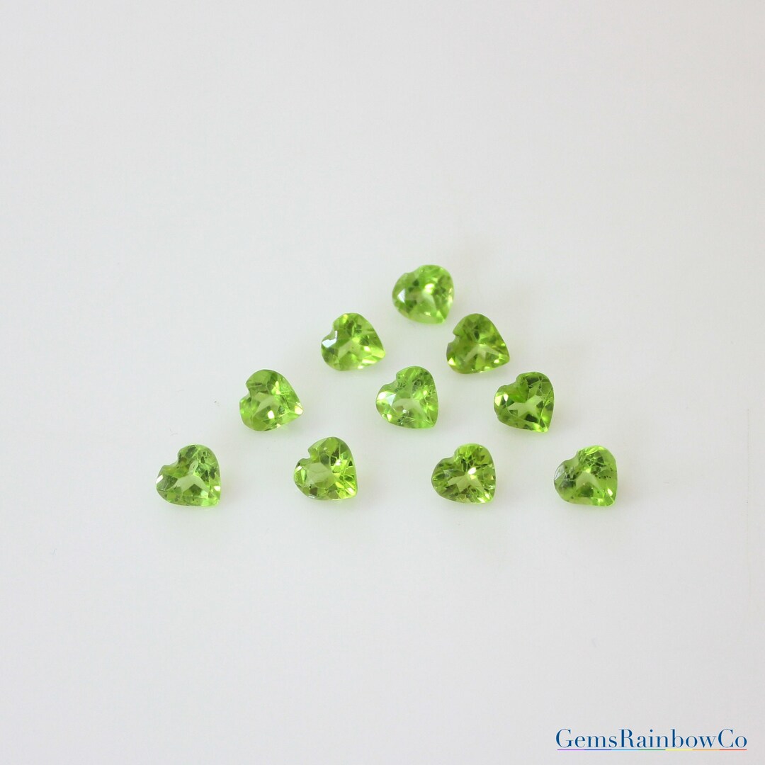 Natural Peridot Heart Shape Faceted Loose Gemstone A Quality, in Size ...