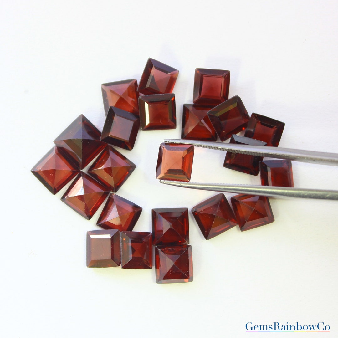Garnet Natural 7 Mm Garnet Square Faceted Loose Gemstone AAA Quality ...