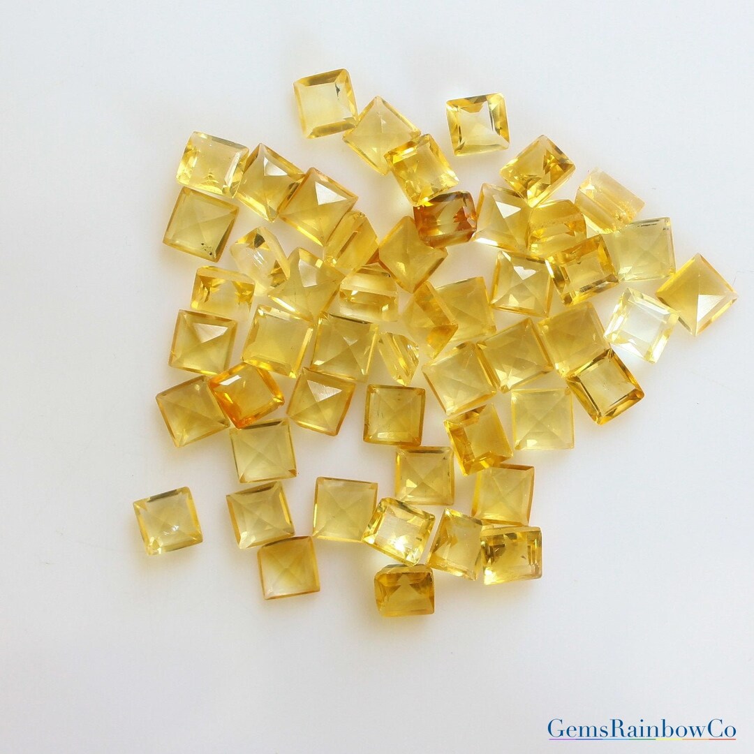 Natural Citrine 3mm and 5mm Citrine Square Faceted Loose Gemstone ...