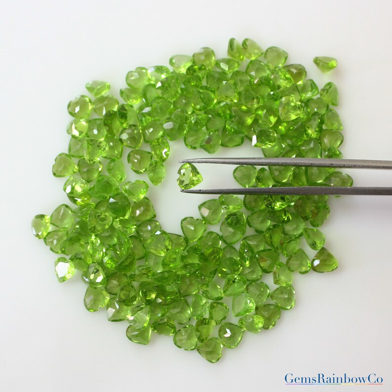 Natural Peridot Heart Shape Faceted Loose Gemstone A Quality - Etsy