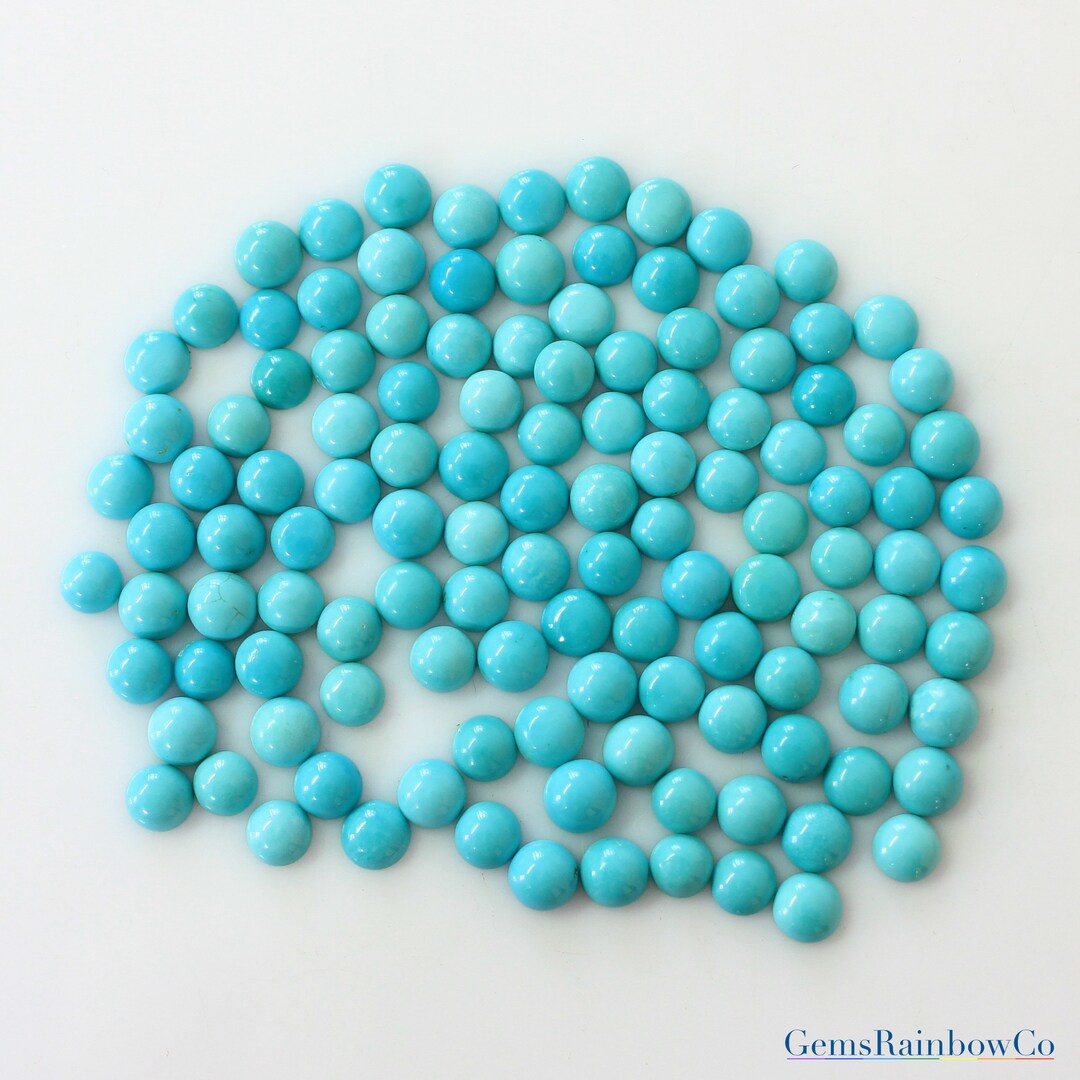 Natural Sleeping Beauty Turquoise Blue Round Cabochon 5 Mm Arizona ...