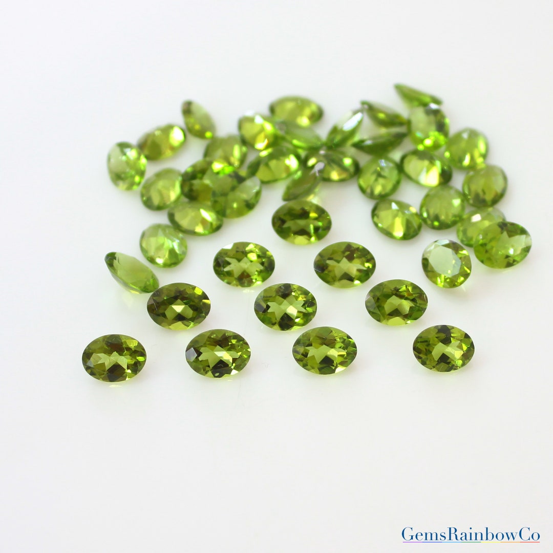 Natural Peridot Olive Green Oval Faceted Loose Gemstone, Available in ...