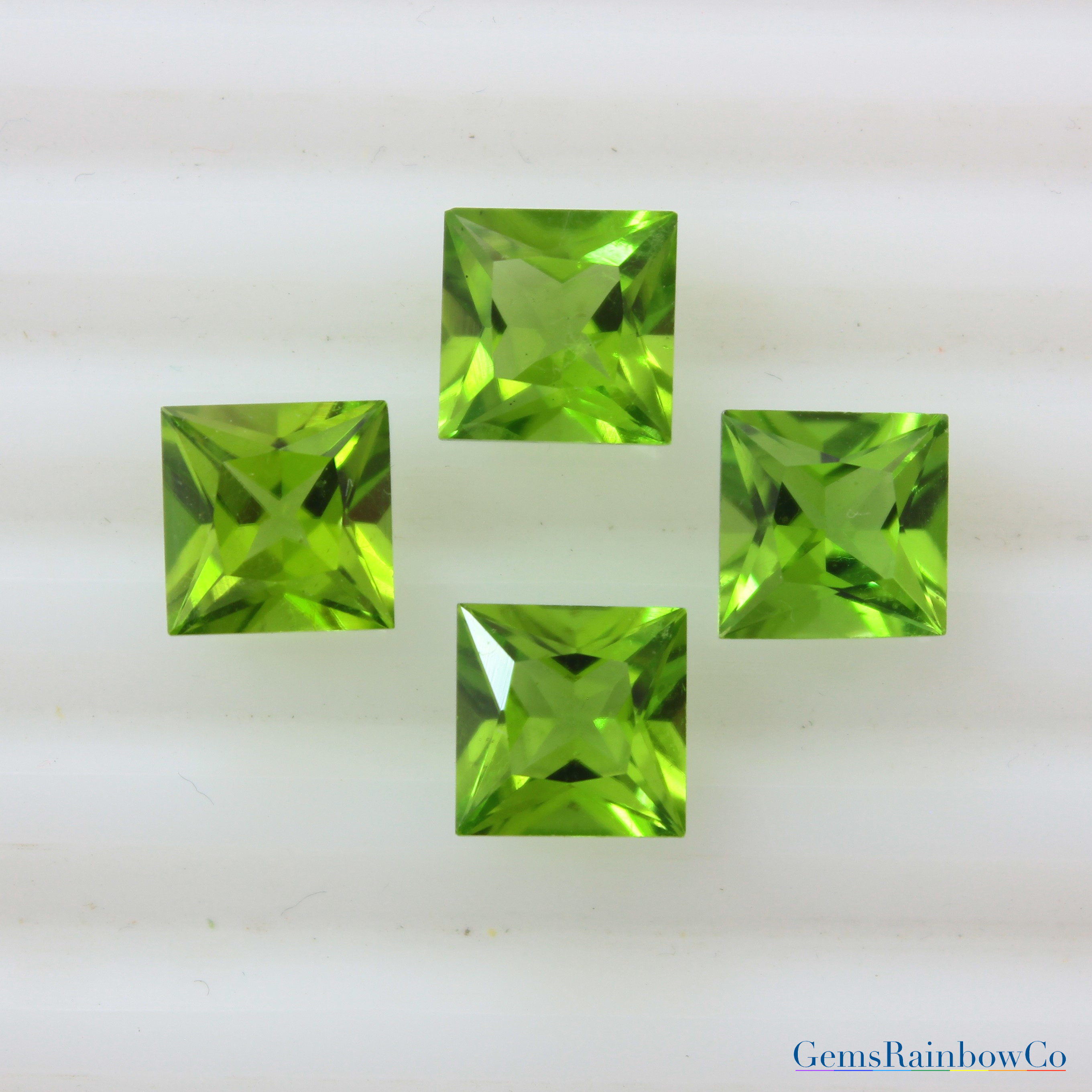 Natural Peridot Square Shape Princess Cut Loose Gemstone in Size 8 Mm ...