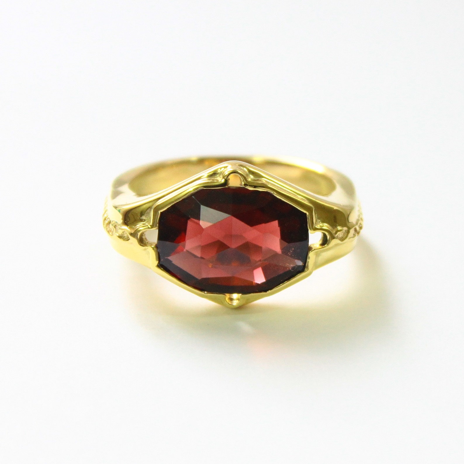 Solid Gold Ring Set With a Stunning Natural 14x10 Faceted Red | Etsy