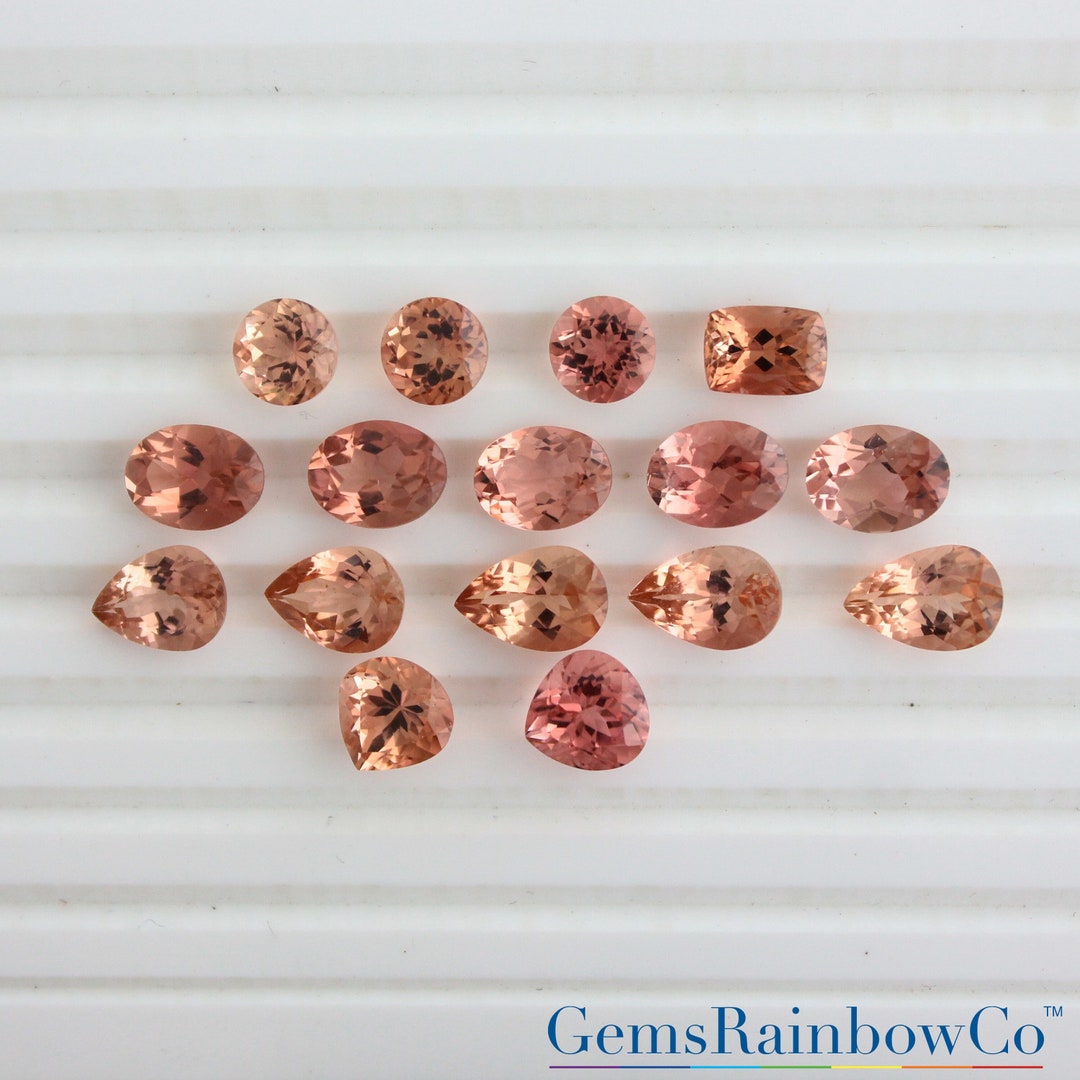 Peach Tourmaline Faceted Natural Loose Gemstones in Multiple Shape and ...