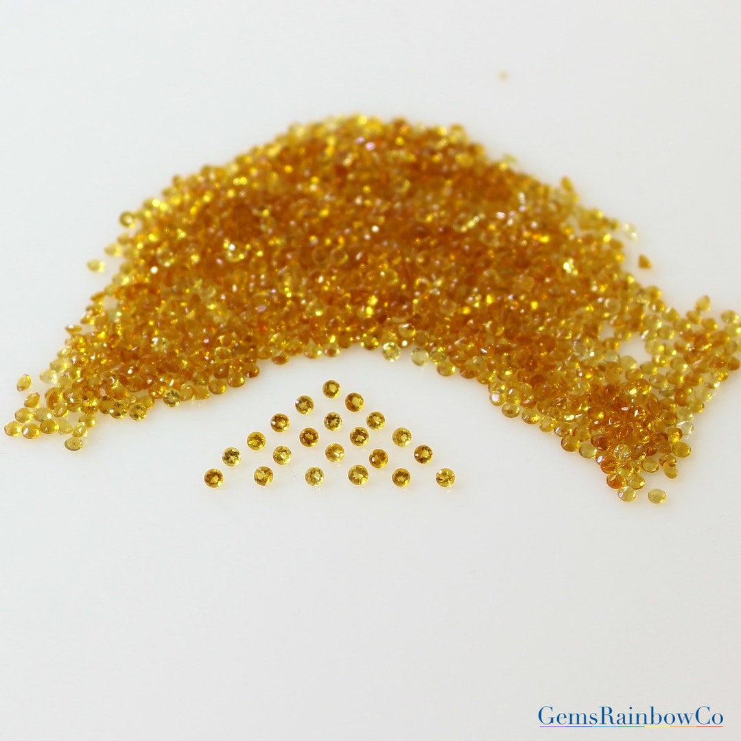 Genuine Citrine 1.5mm, 2mm and 2.5mm Yellow Citrine Round Faceted Loose ...