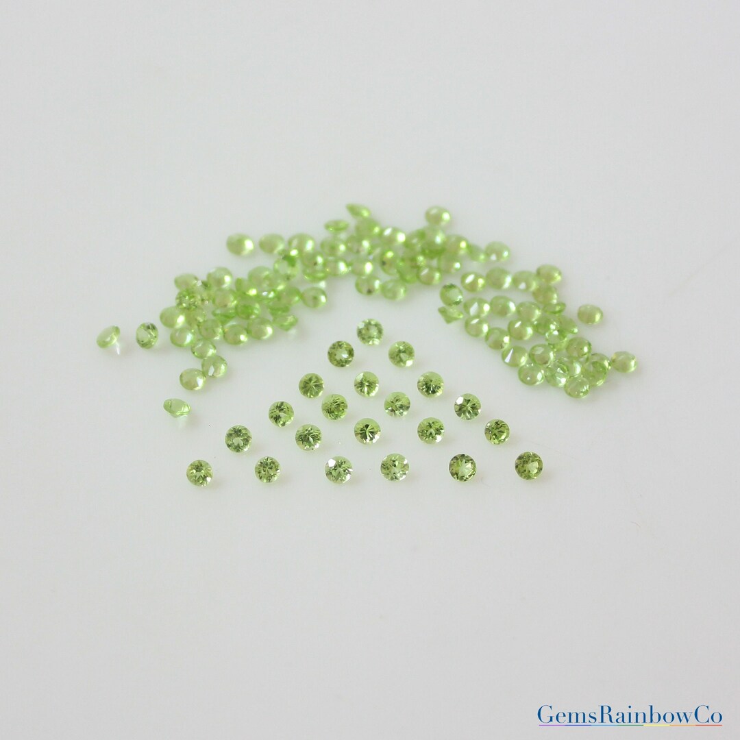Natural Peridot Round Faceted Loose Gemstone Available in Size 1.5 Mm ...