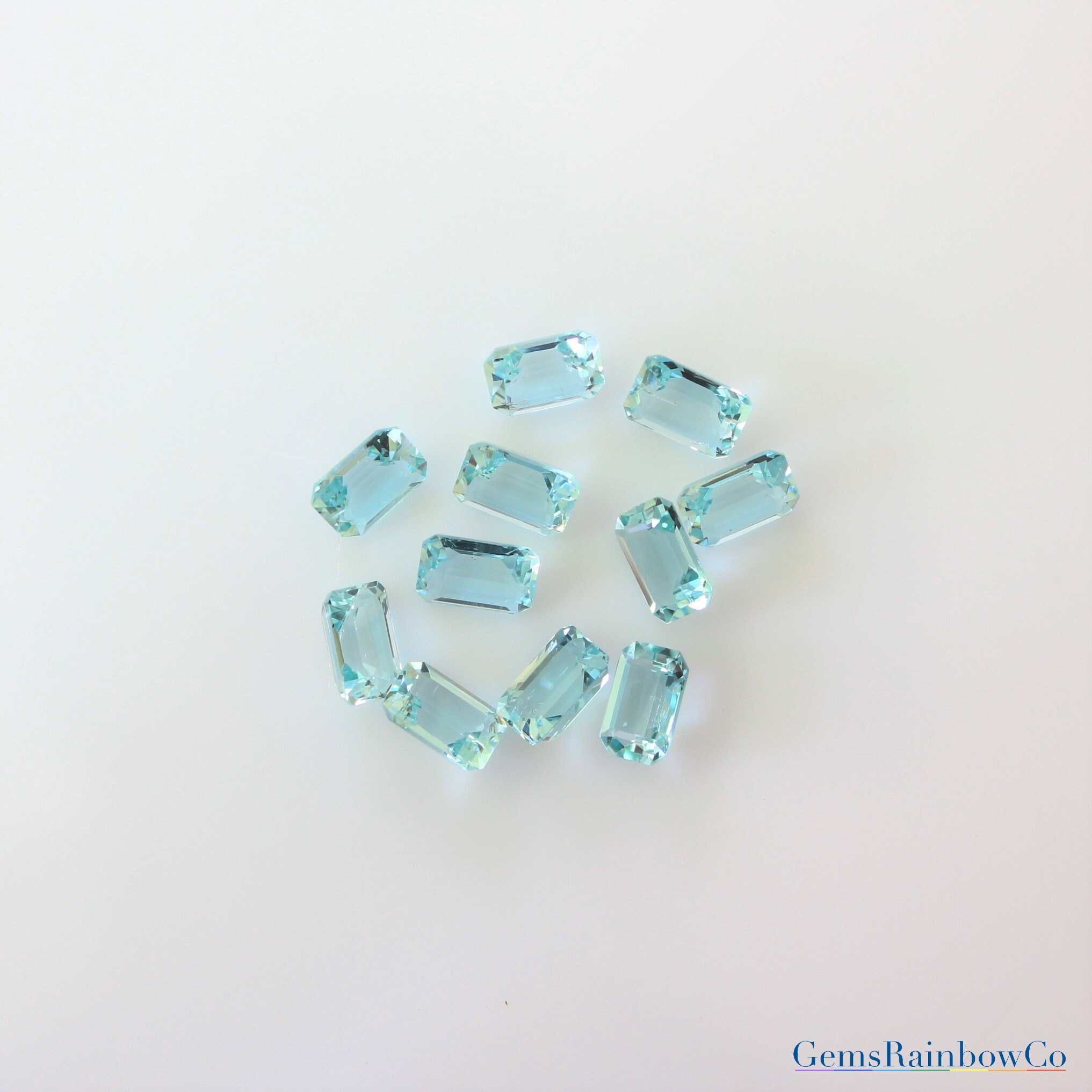 Natural Aquamarine Deep Blue Emerald Cut Octagon Faceted 6x4mm, 7x5mm ...