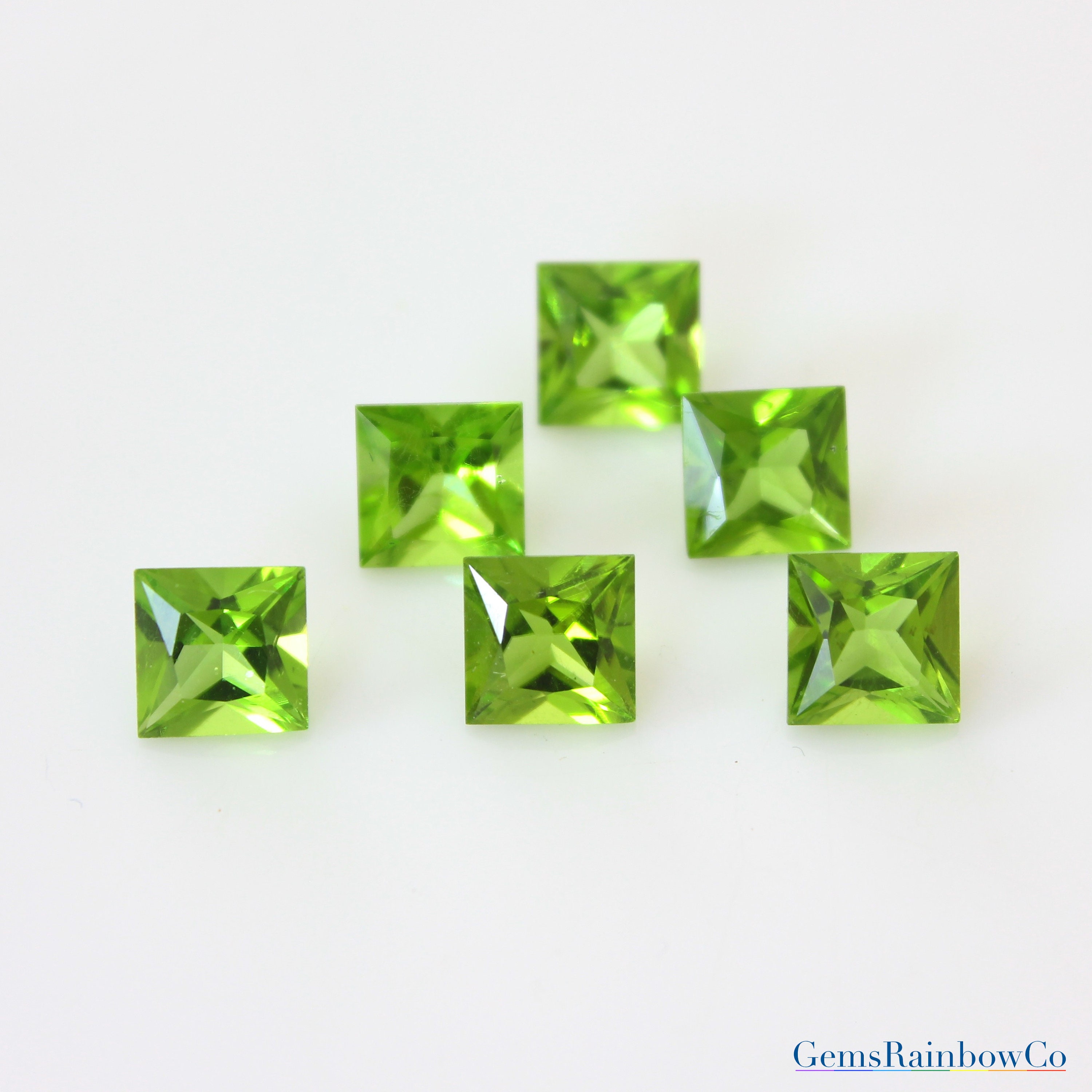 Natural Peridot Square Shape Princess Cut Loose Gemstone in Size 8 Mm ...