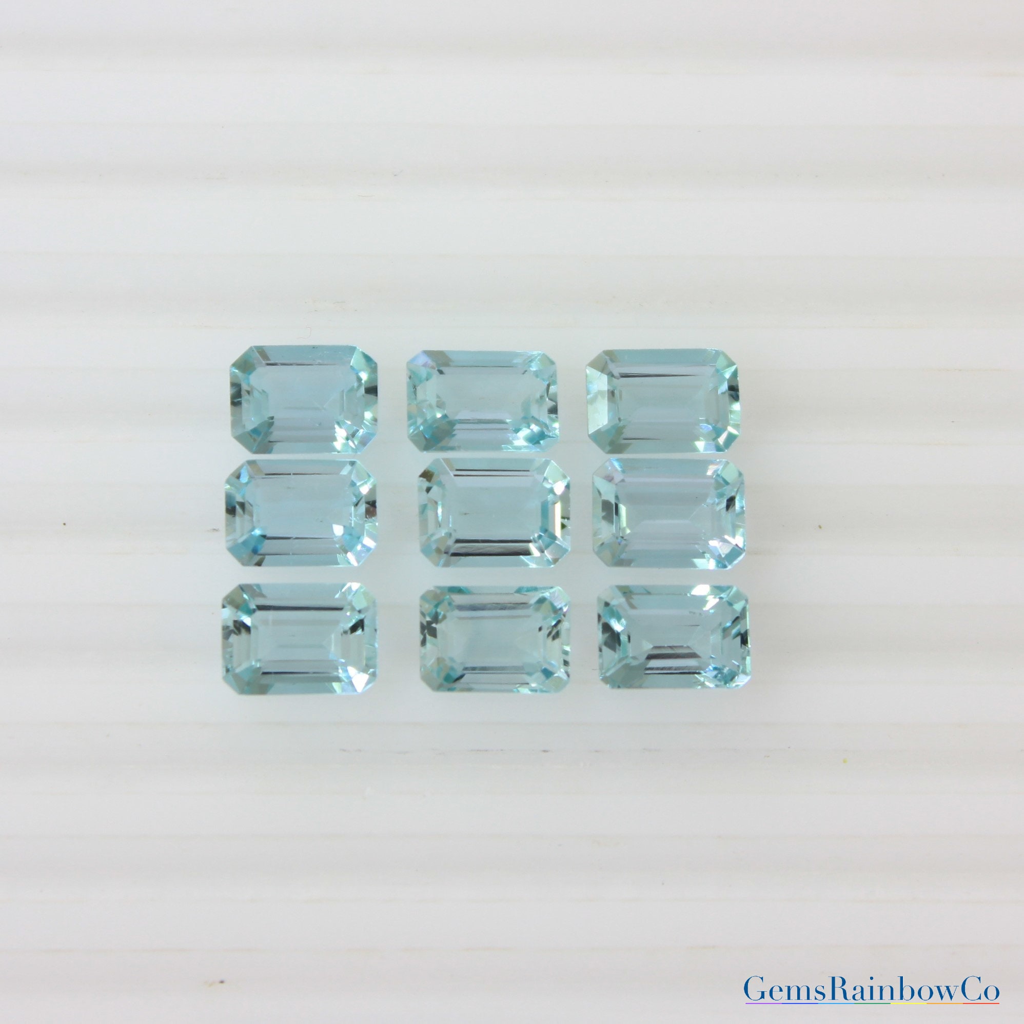 Natural Aquamarine Deep Blue Emerald Cut Octagon Faceted 6x4mm, 7x5mm ...