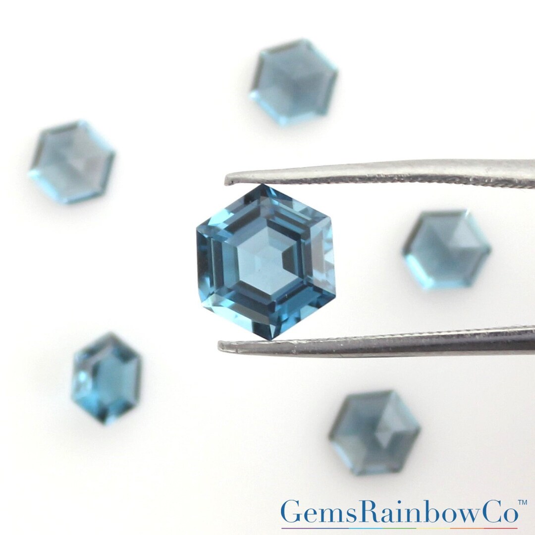 Natural London Blue Topaz Hexagon Shape 5 Mm and 8 Mm Faceted Loose ...
