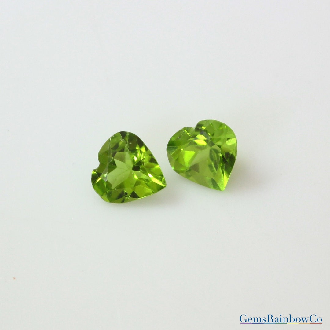 Natural Olive Green Peridot Heart Faceted 8 Mm Loose Gemstone AAA ...