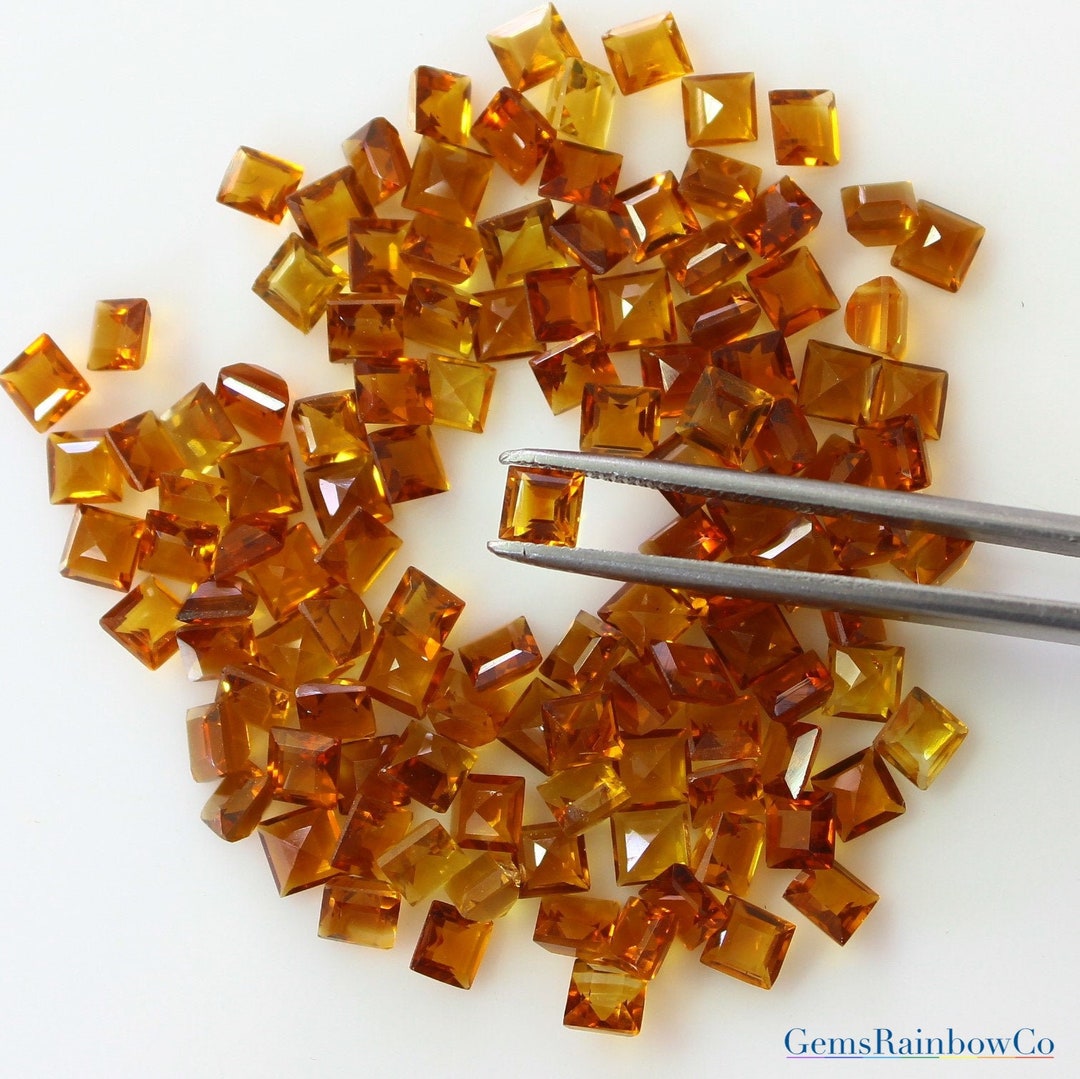 Natural Citrine Rare Quality 3mm, 4mm and 5mm Brandy Citrine Square ...
