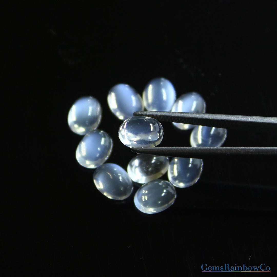 Natural Ceylon Moonstone Oval Cabochon, Multiple Sizes, Blue Fire ...