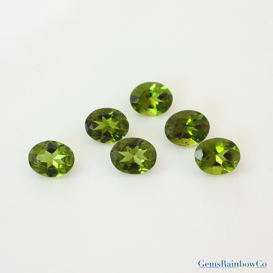 Natural Peridot Olive Green Oval Shape Faceted Loose Gemstone A Quality ...