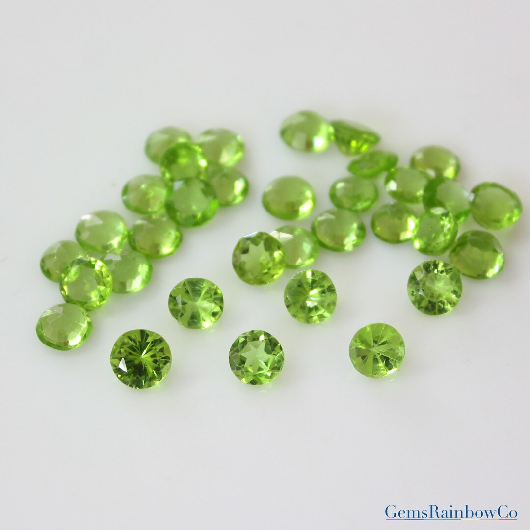 Natural Peridot Round Faceted Loose Gemstone Available in Size 4 Mm, 5 ...
