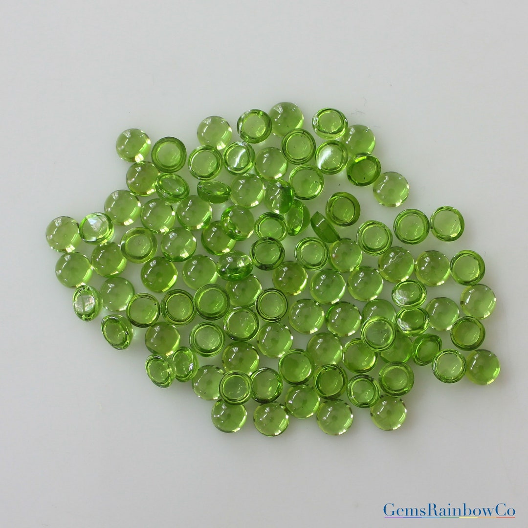 Natural Peridot Stone 4mm and 5mm Round Shape Cabochon Loose Gemstone ...