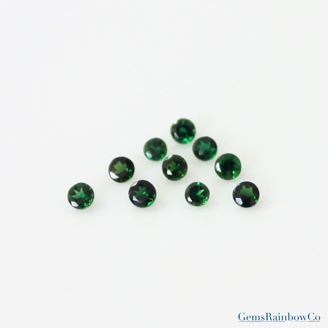 Natural Tourmaline Deep Green 3mm Round Faceted Loose Gemstone AAA ...