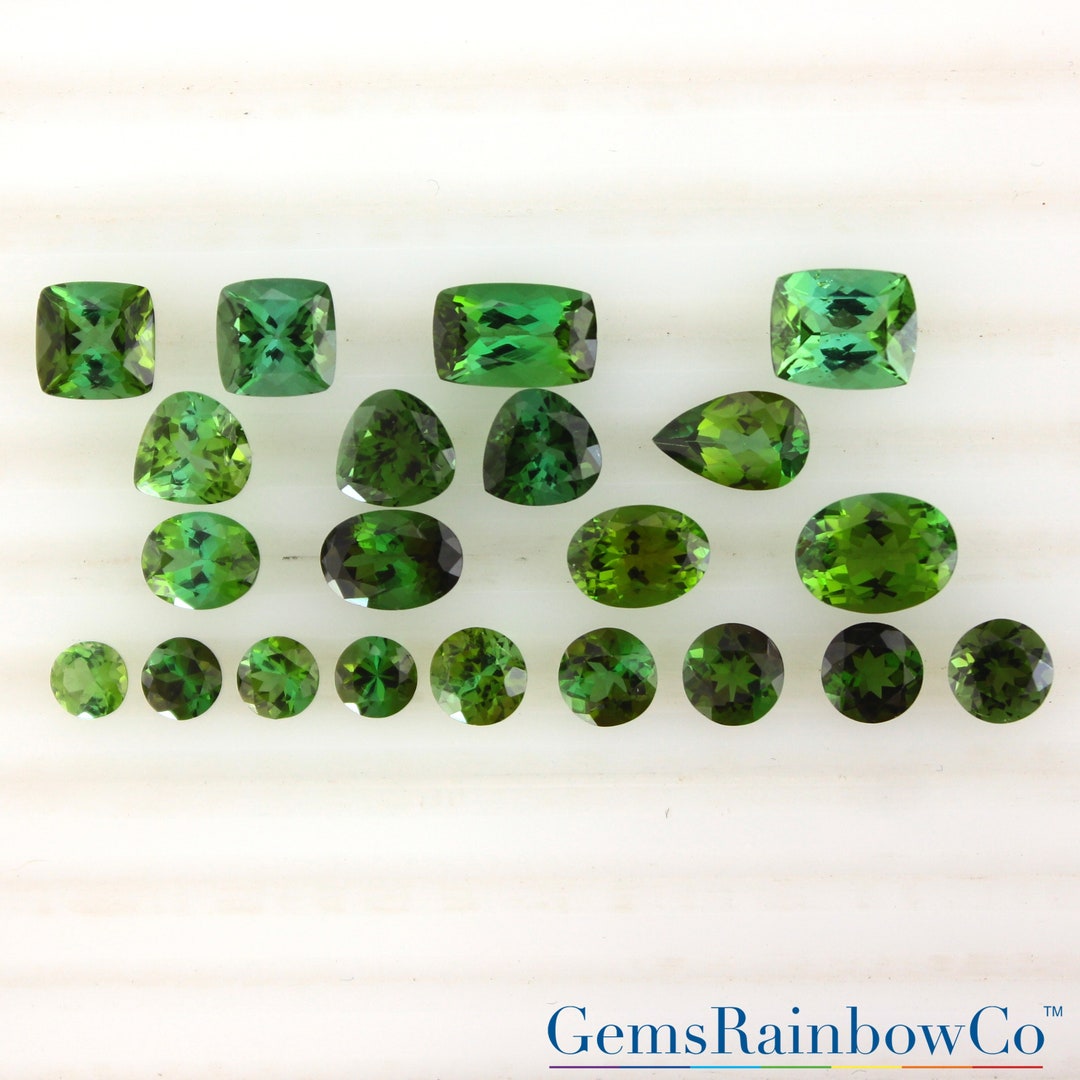 Green Tourmaline Faceted Natural Loose Gemstones in Multiple Shape and ...