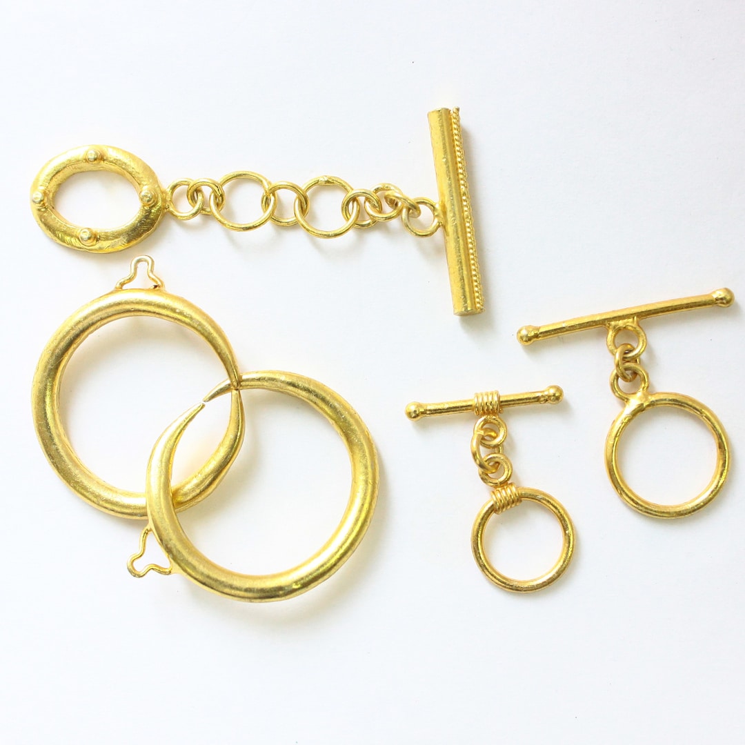 Classic Gold Toggle Bar, Shiny Gold Plated Bali Toggle Clasps ...