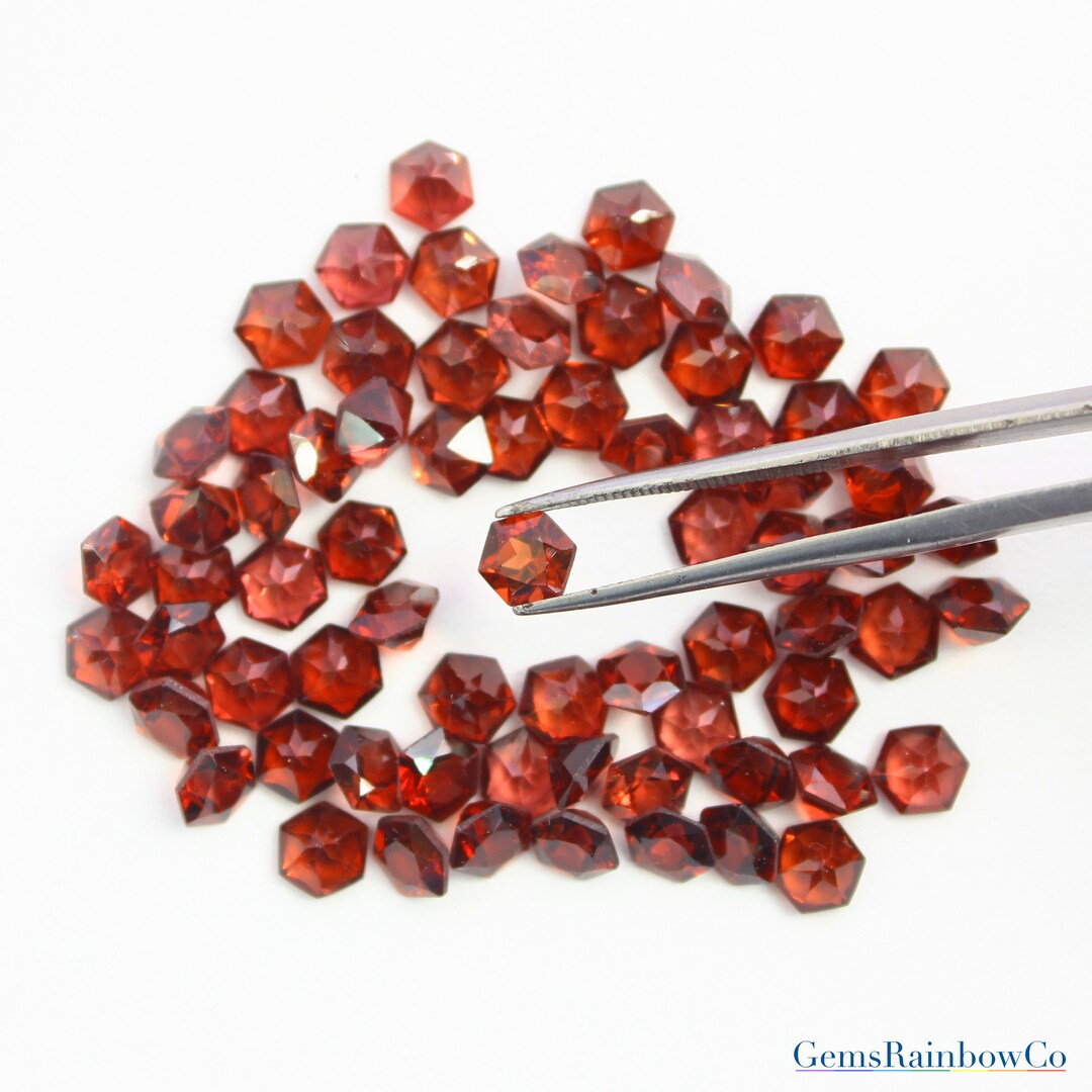 Red Garnet 5 Mm and 6 Mm Garnet Hexagon Shape Faceted Loose Gemstone ...
